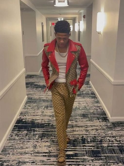 American singer Yk Osiris Red Leather Biker Jacket